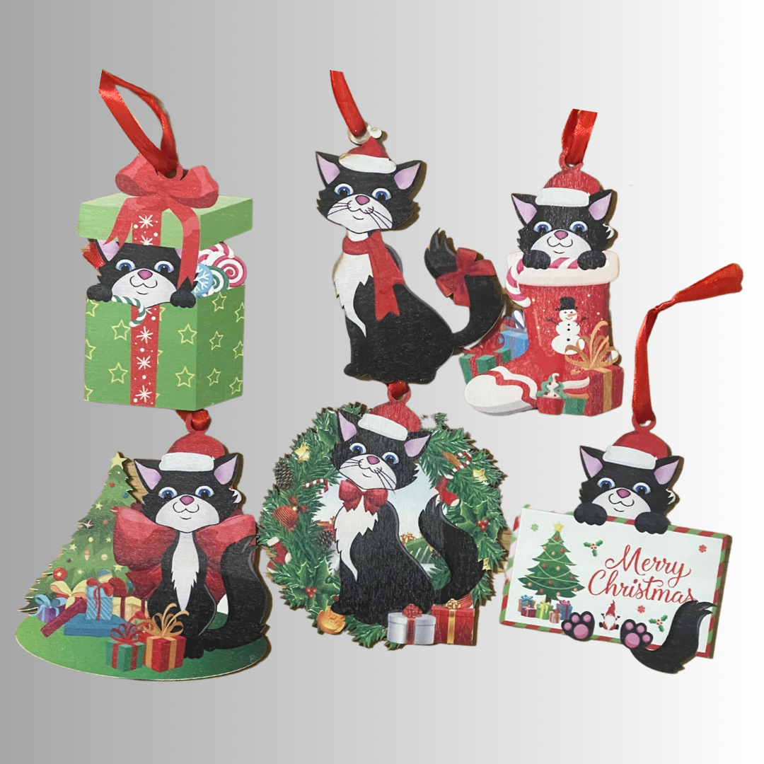 Tuxedo Cat Holiday Ornaments – Granny Magick Margaret Jamison