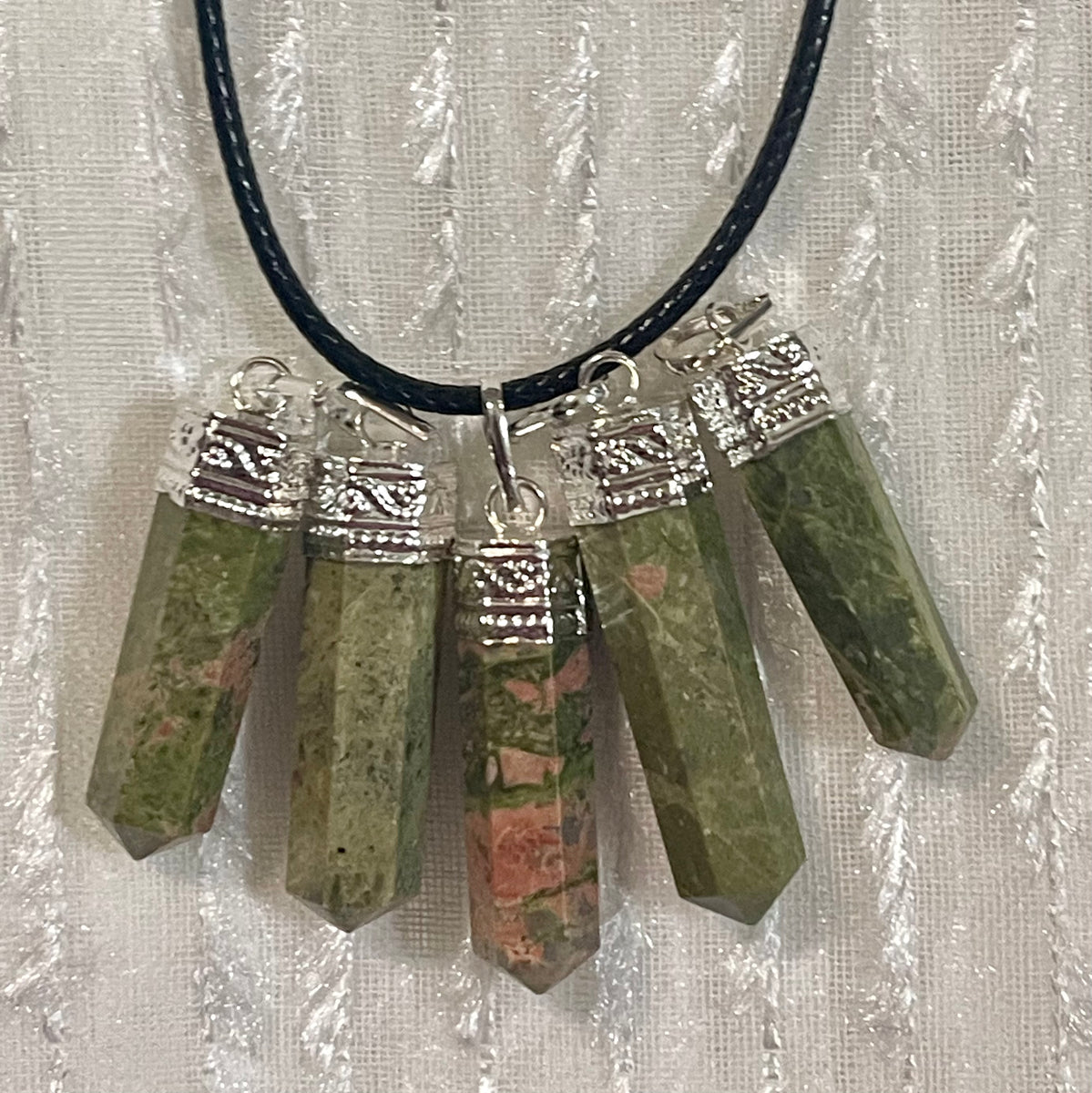 Unakite Pencil Point Pendant – Granny Magick Margaret Jamison