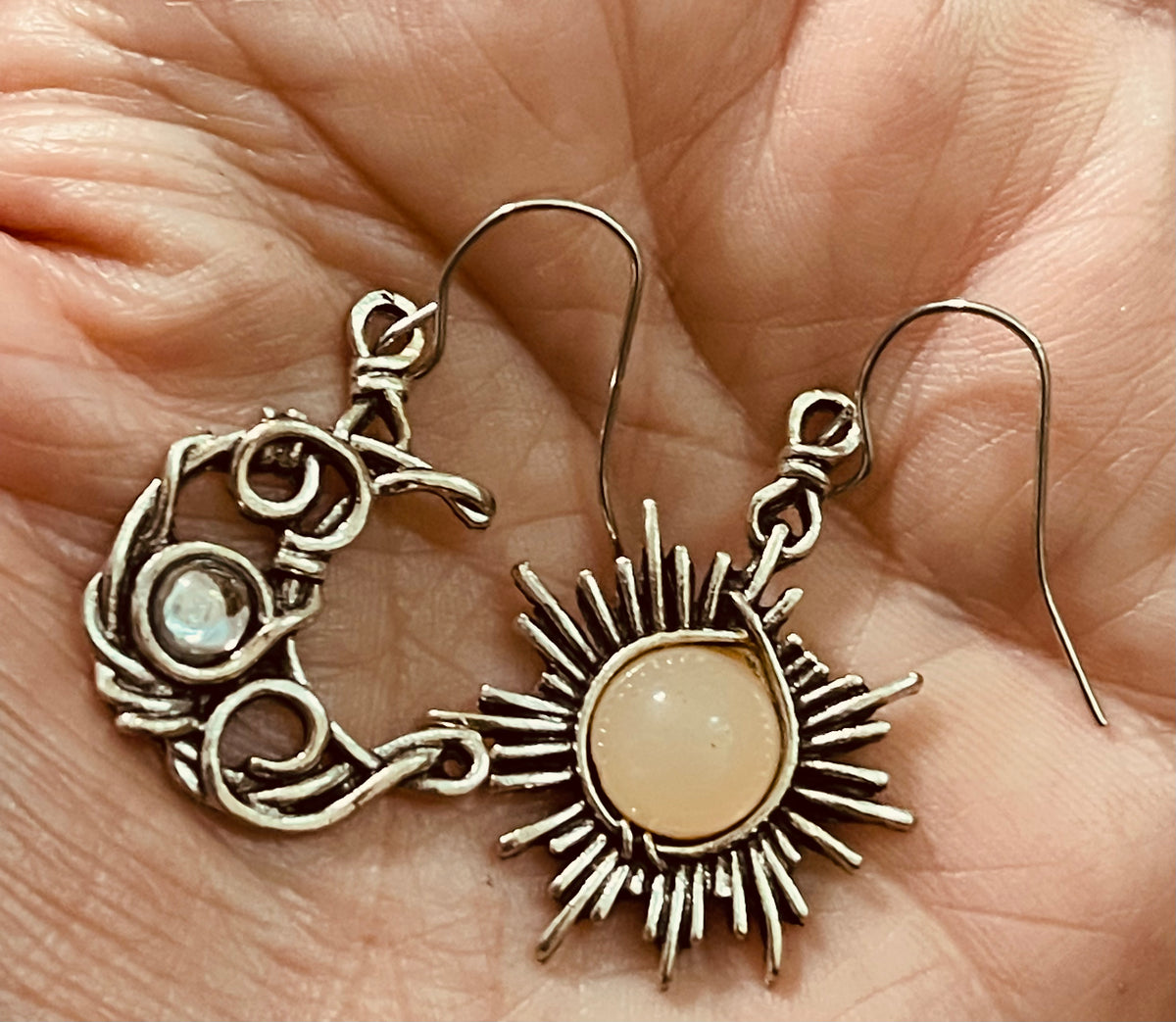 Sun Moon Asymmetrical Earrings – Granny Magick Margaret Jamison