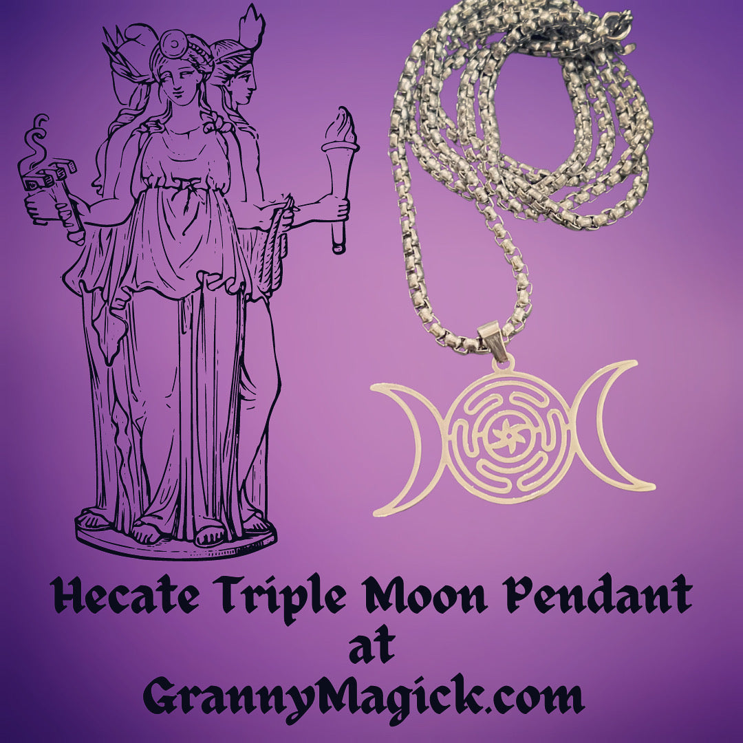 Hecate Triple Moon Pendant – Granny Magick Margaret Jamison